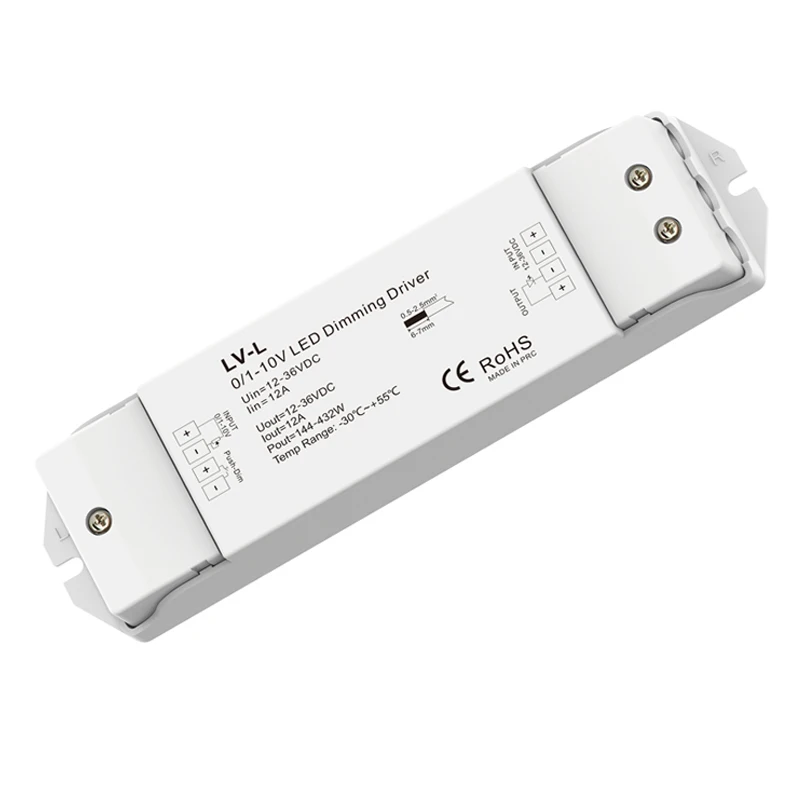 New 0 10V Led Strip Dimmable Driver;12A*1CH 12V 36VDC CV 1 10V Dimming ...