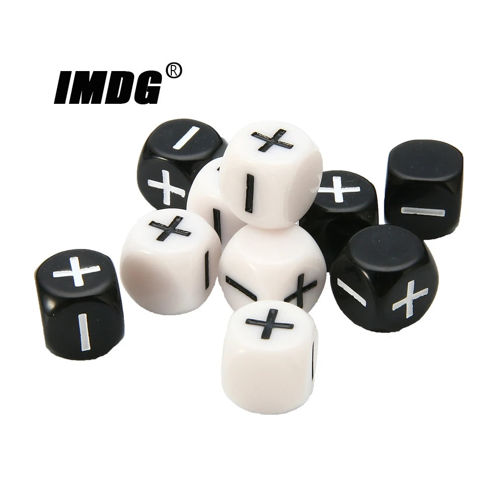 5pcs/Pack Plus Minus Signs Dice 16mm Black White Resin Mathematics ...