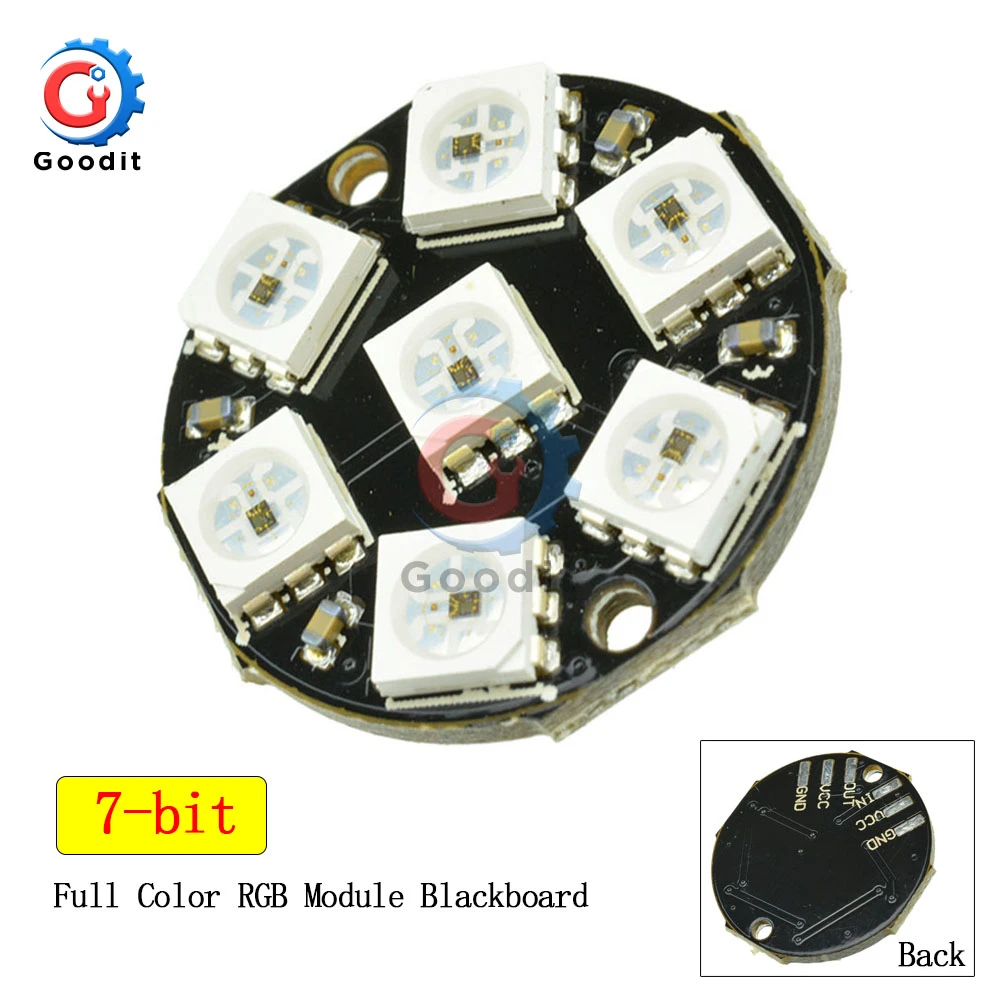 WS2812 7 Bit 7 Bits LED 5050 RGB LED Ring Lamp Light with Integrated ...