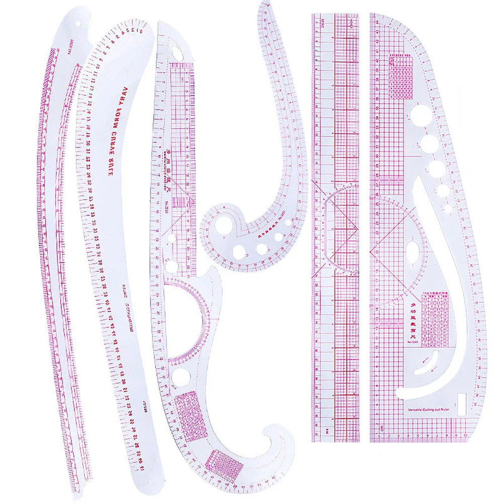 6PCS Sewing Rules French Curve Set Cutting Ruler Clothing Sample Metric ...
