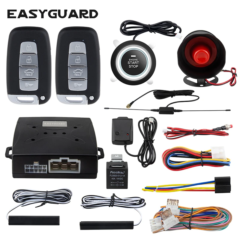Easyguard Ec003-k-ns Car Alarm System Push Button Start Remote Engine ...