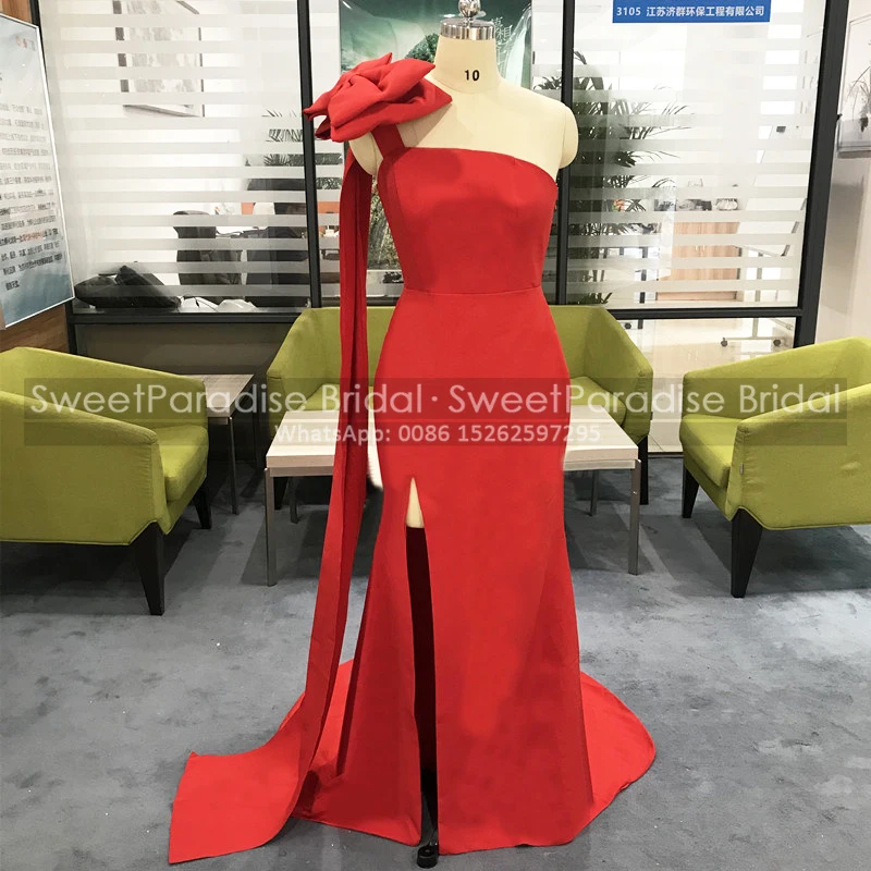 Real Picture Bow Streamer Mermaid Bridesmaid Dresses Sexy Side Split ...