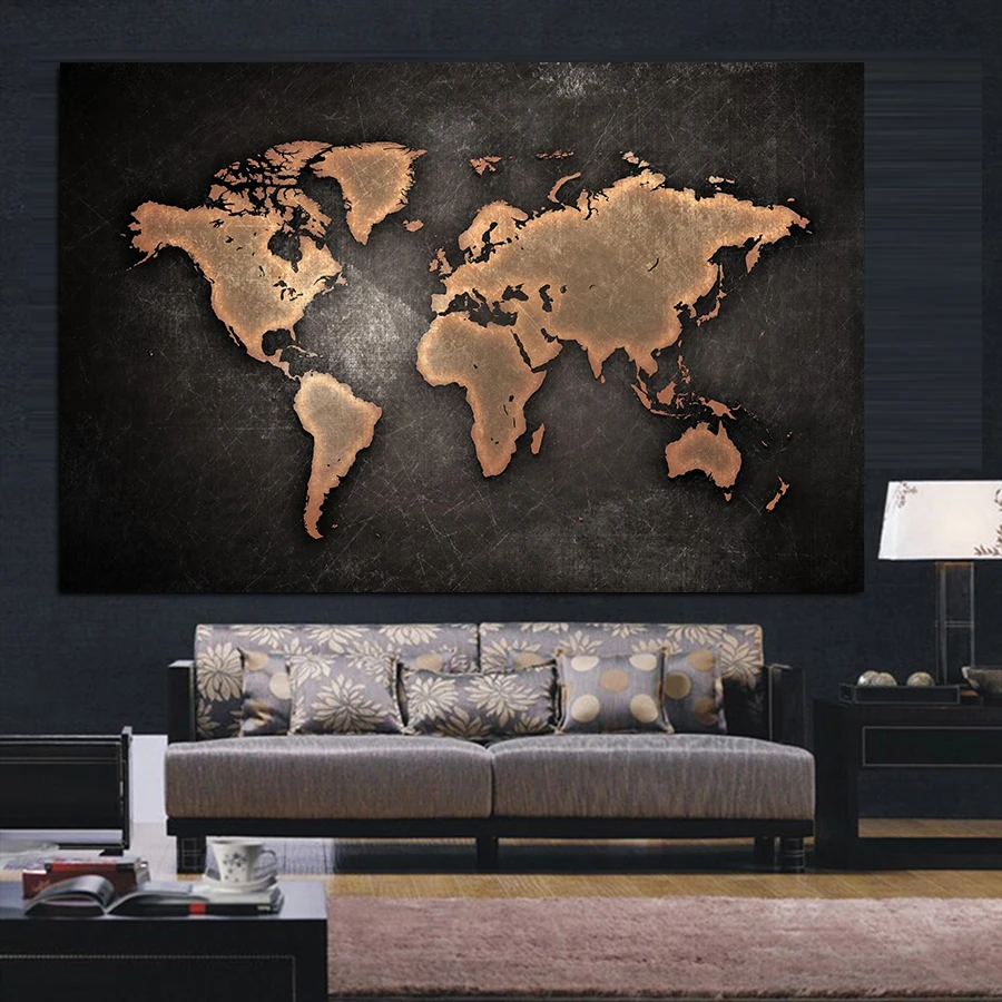 Giclée Prints 225 Abstract Painting Map of the World Map Art Print etna ...