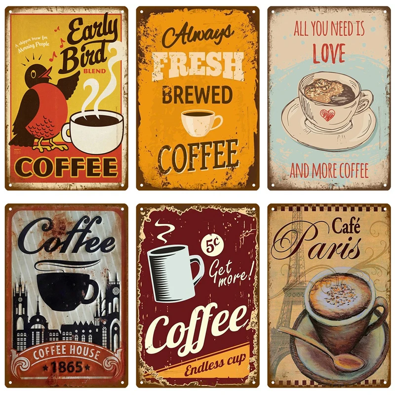 Coffee-1865-Tin-Sign-Poster-Vintage-Wall-Posters-Metal-Sign-Decorative ...