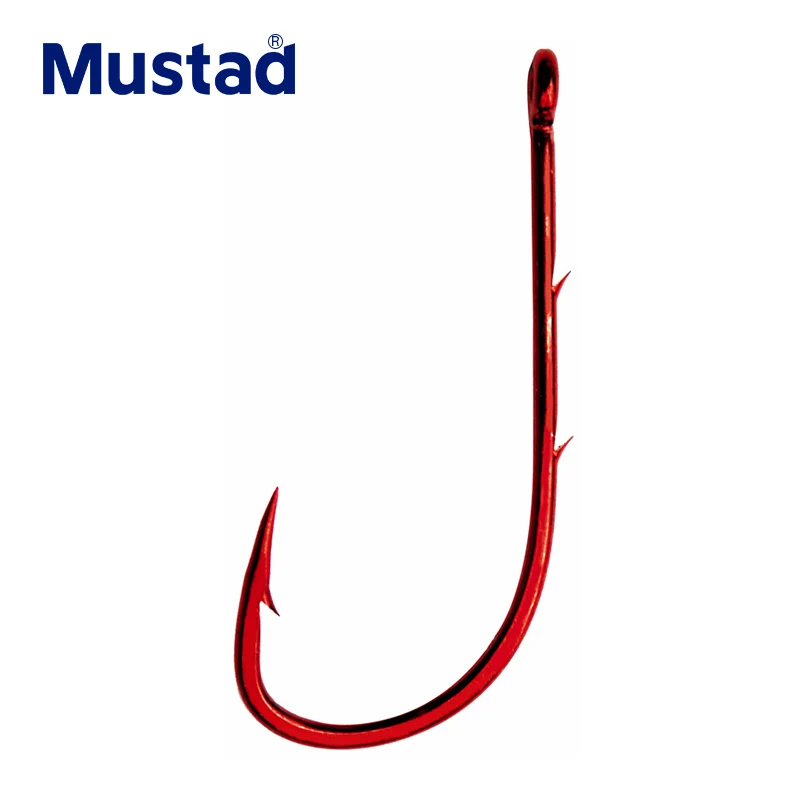 Original Mustad 92668 Fishing Hooks Red Nickel Single Barbed Sea Live ...