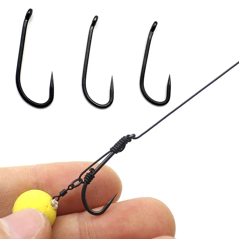 20PCS-Carp-Fishing-Hooks-PTFE-Coated-Matt-Black-D-Rig-Hook-Barbless ...