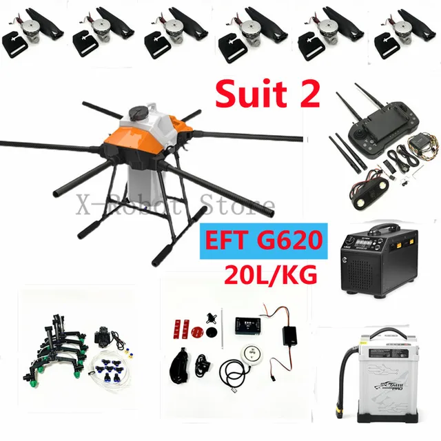 EFT G620 Six-Axis 20L 20KG Agricultural Spray Drone 8L Pump K3A PRO K+ ...