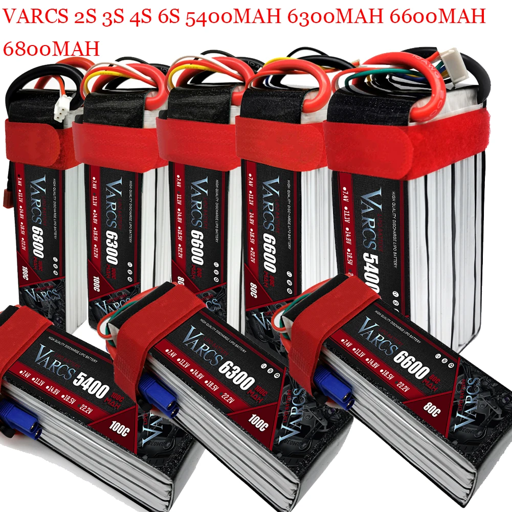 Varcs Lipo Battery 2s 3s 4s 6s 5400mah 6300mah 6600mah 6800mah 7.4v 11 ...