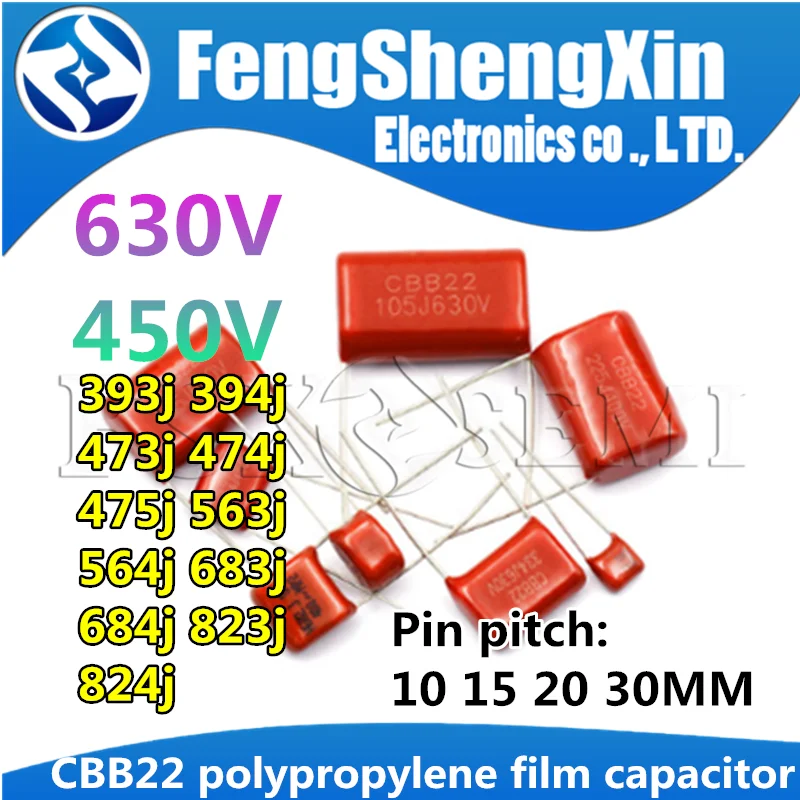 10pcs Cbb22 Polypropylene Film Capacitor 450v 630v 393j 394j 473j 474j ...