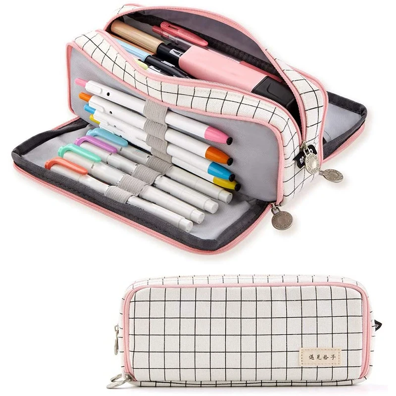 Trousse scolaire,ANGOO – toile de grande capacité à 3 compartiments ...