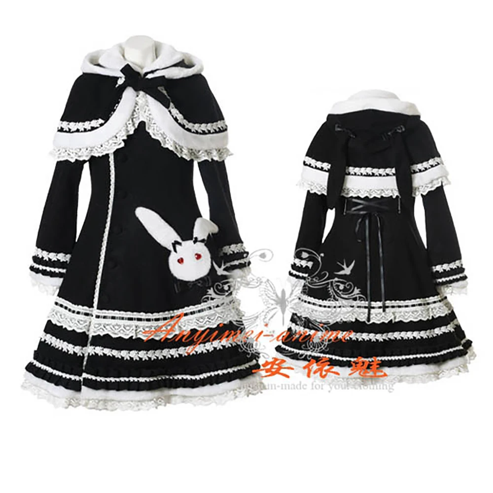 fondcosplay-sweet-Gothic-Lolita-Punk-rabbit-Black-Wool-Coat-With-Cape ...