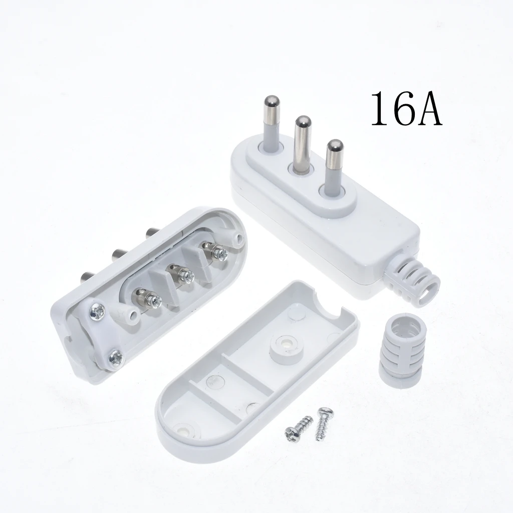 Fiche électrique de type L à 3 broches,CE italien 10A-16A 250V avec broche d'isolation,mise à la ...