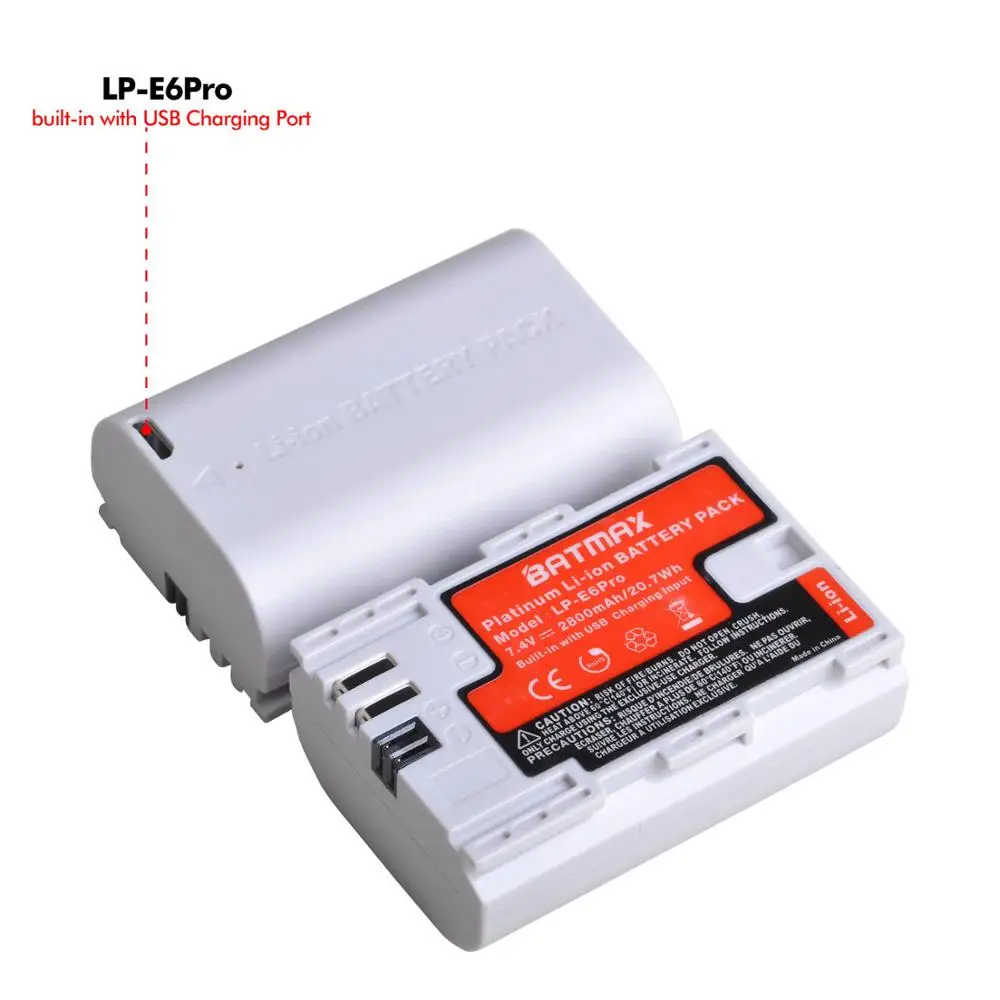 2800mAh USB Output LP E6 LP E6 LPE6 LP E6N Battery Akku for Canon 5D ...