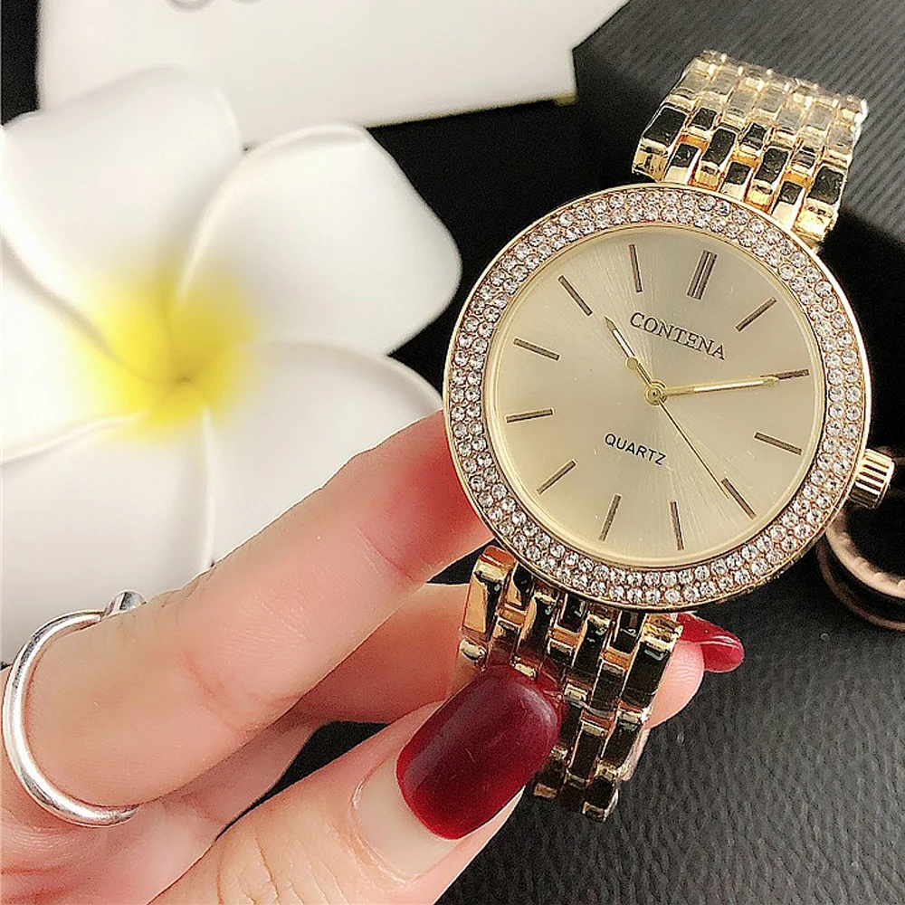 Reloj Mujer New Gold Watch For Woman Fashion Rhinestone Women Quartz ...