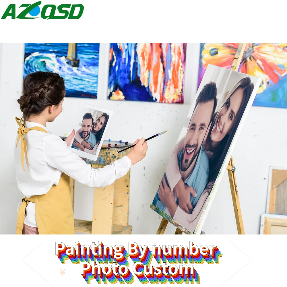 Azqsd 36/24 Colors Oil Painting By Numbers Photo Customized Personality ...