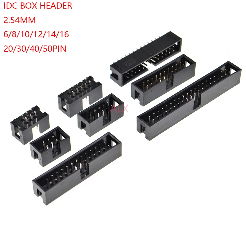 10pcs Dip 6/10/20/26/34/40 Pin 2.54mm Pitch Male Socket Straight Idc Box Headers Pcb Connector ...