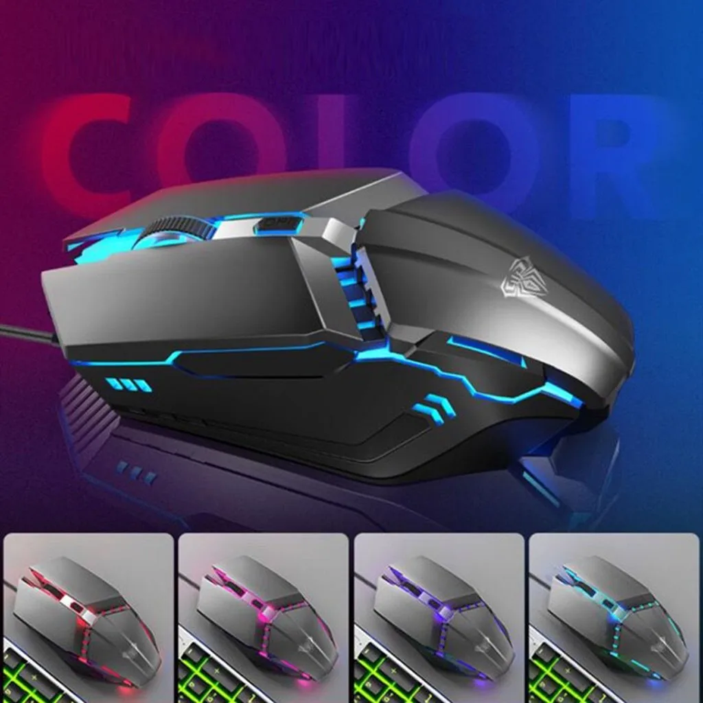 E sports jogo colorido luminoso com fio usb mouse escritório casa de ...