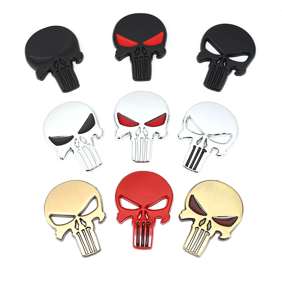 3d Metal Skull Head Car Stickers Emblem Badge Decals For Bmw Audi Ford ...