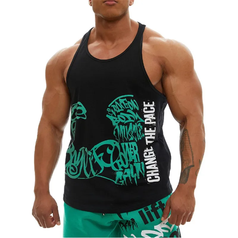 Men Bodybuilding Tank Tops Gyms Workout Fitness Cotton Sleeveless shirt ...