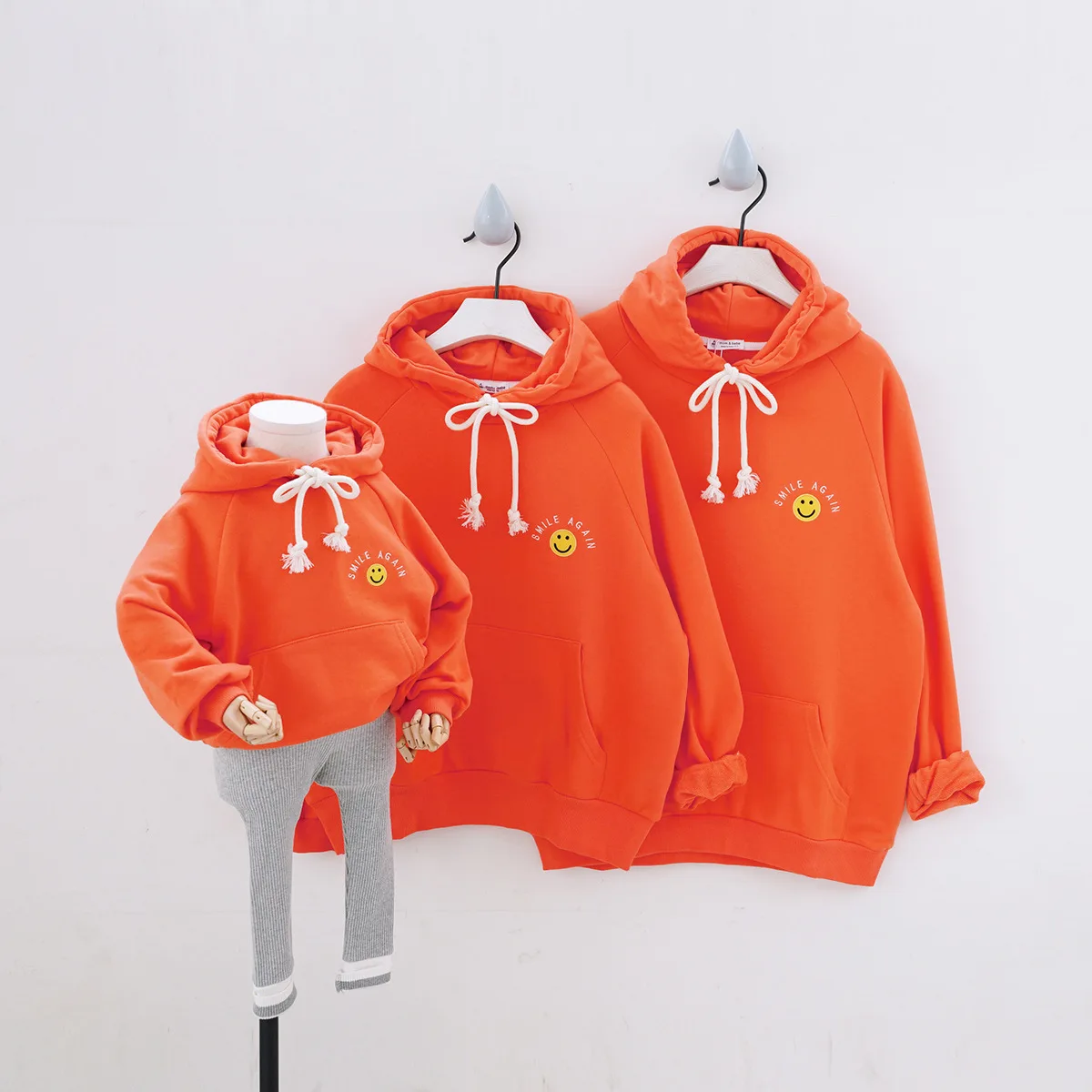 Sport-Orange-Red-Hooded-Family-Matching-Outfits-Loose-Sweatshirts-Mom ...
