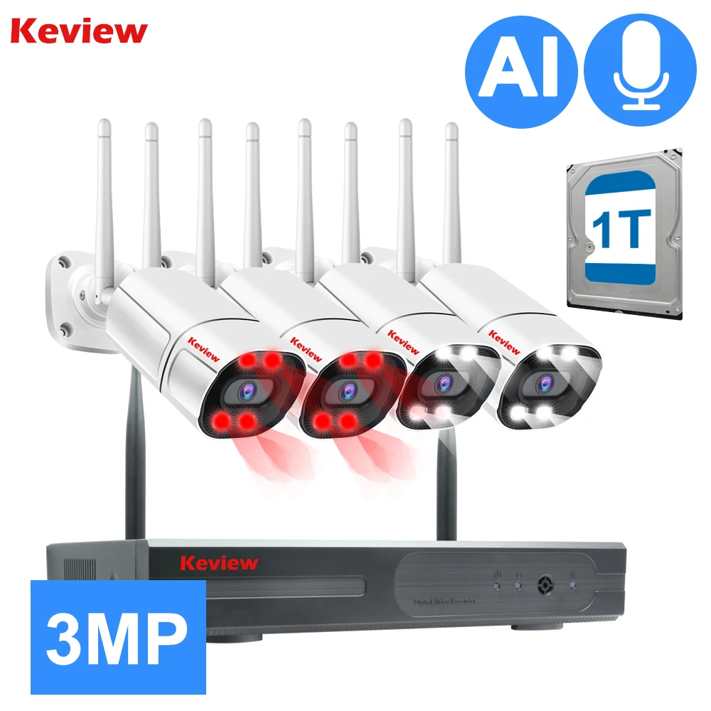 Keview-3MP-8CH-NVR-HD-CCTV-Camera-System-Audio-Record-Outdoor-Color ...