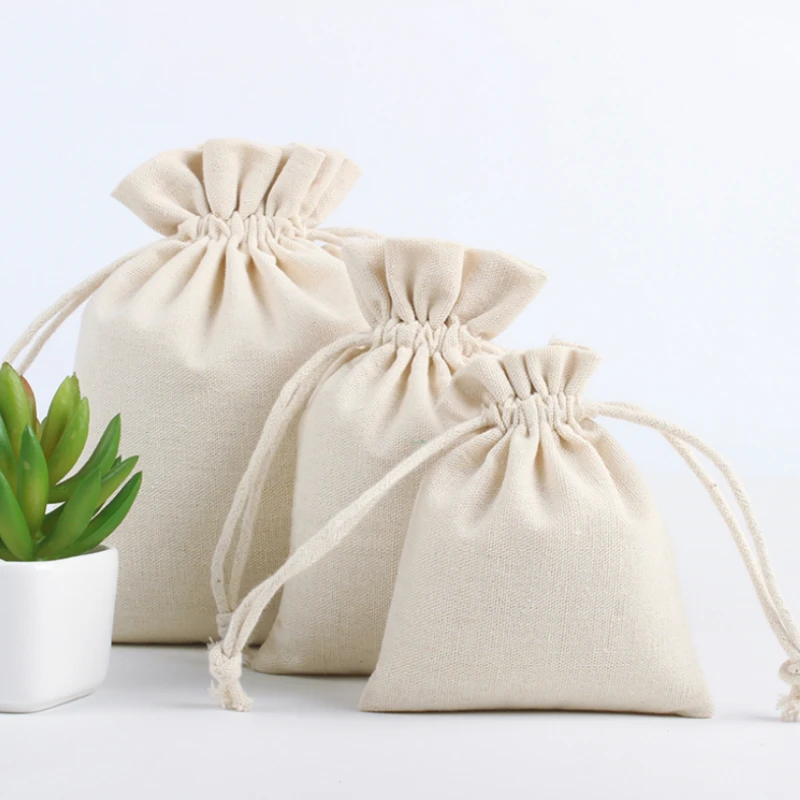 20pcs Linen Gift Bags Cotton Jute Drawstring Pouch Packing Jewelry ...