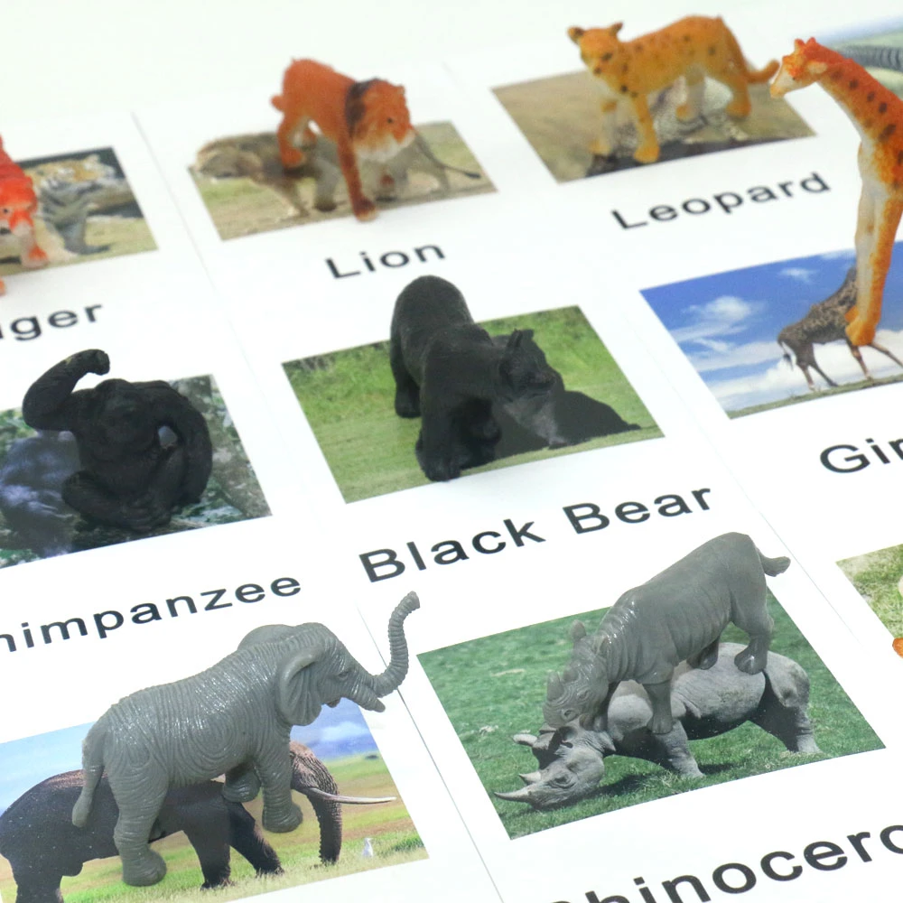 Montessori Animal Match Card Cognition Puzzles Baby Educational Toys ...