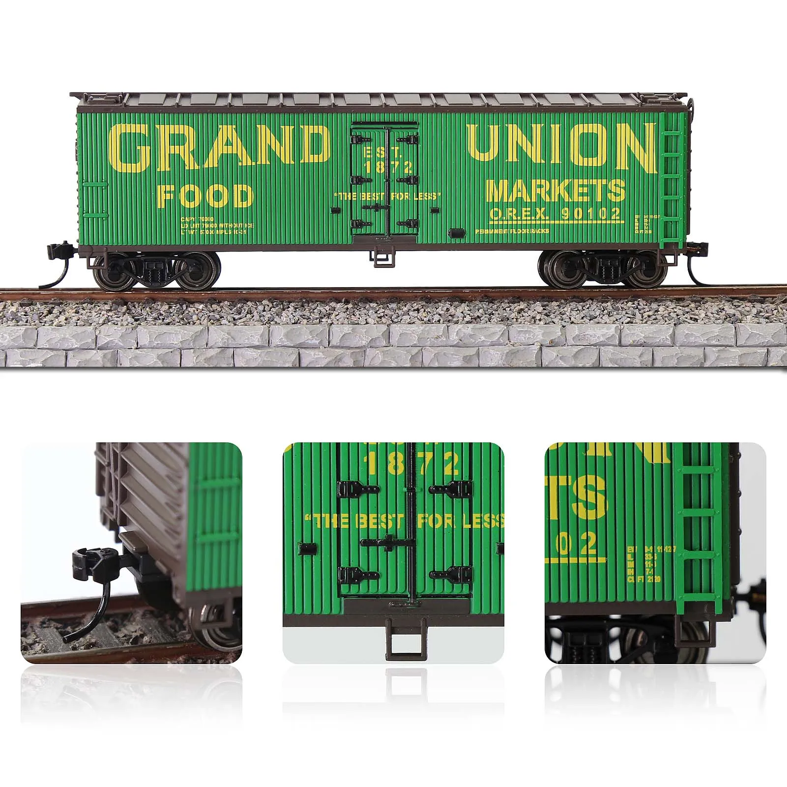 Evemodel-Train-1-Unit-HO-Scale-40ft-Wood-side-Reefer-GRAND-UNION-40 ...