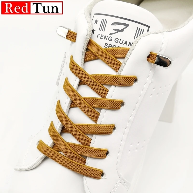 New-Elastic-No-Tie-Shoelace-White-Flat-Press-the-metal-lock-Fast ...