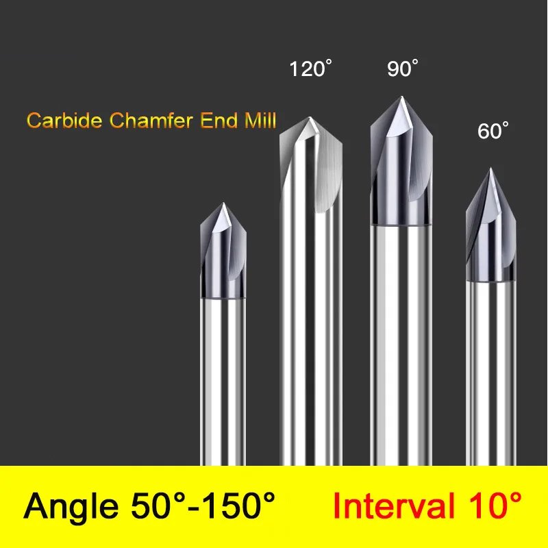 Hot-selling products 5 PCS 1/4" 4 FLUTE 120 DEGREE CARBIDE CHAMFER MILL ...