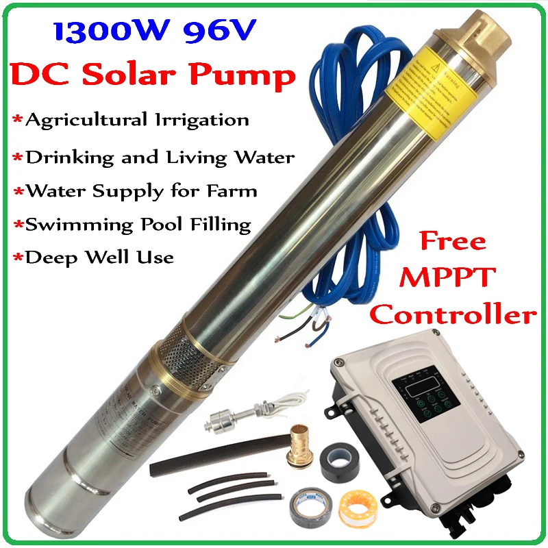 DC 96V Solar Pump 1300W Brushless high speed solar deep water pump ...