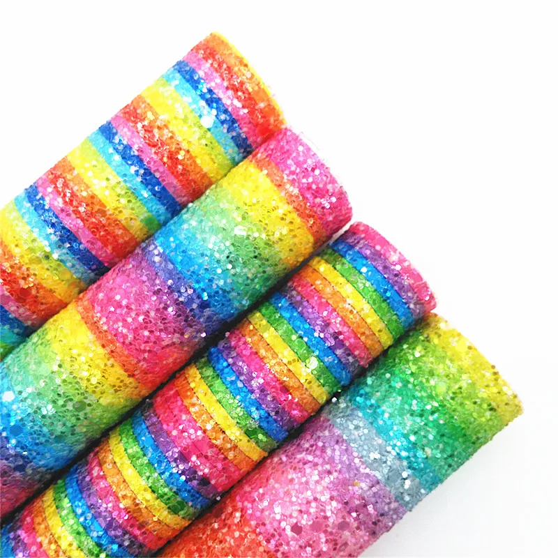 Shoemaking Rainbow Stripes Wave Mermaid Chunky Glitter Faux leather ...