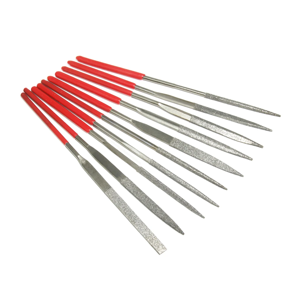 10pcs 140mm Needle Flat File Set Diamond Coated For Polishing Carving ...