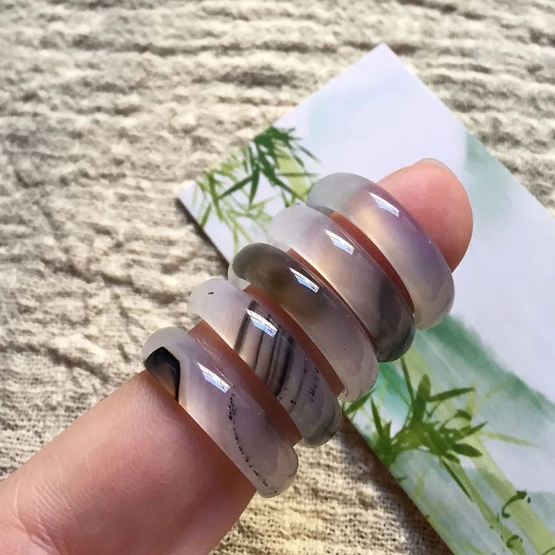 Natural White Agate Ring For Men Women With Texture Handmade Brand ...
