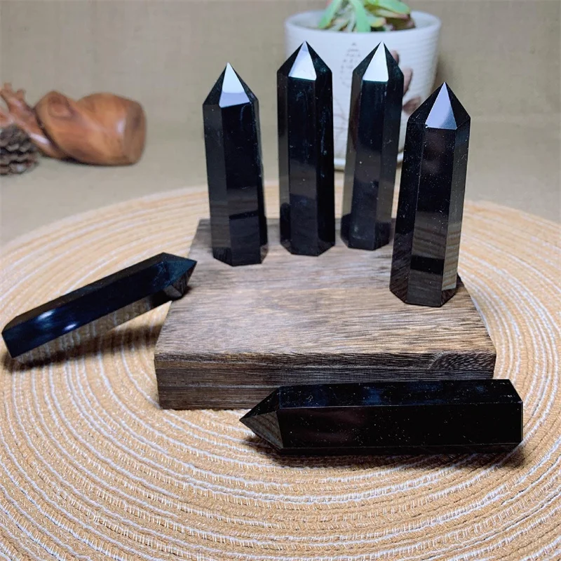 Natural-Black-Obsidian-Tower-Healing-Crystal-Stone-Point-Energy ...