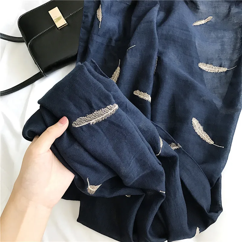 Moda de lujo Otoño e Invierno bufanda de Mujer con plumas bordadas ...