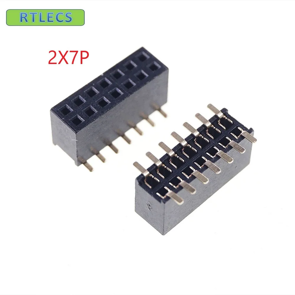 10pcs 2x7 P 14 pin 1.27mm Pitch Pin Header Female dual row SMT straight ...