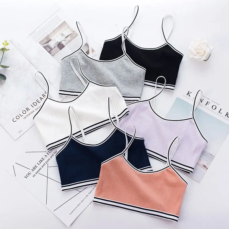 Ropa interior de verano para niña, Sujetador de algodón a rayas, ropa ...