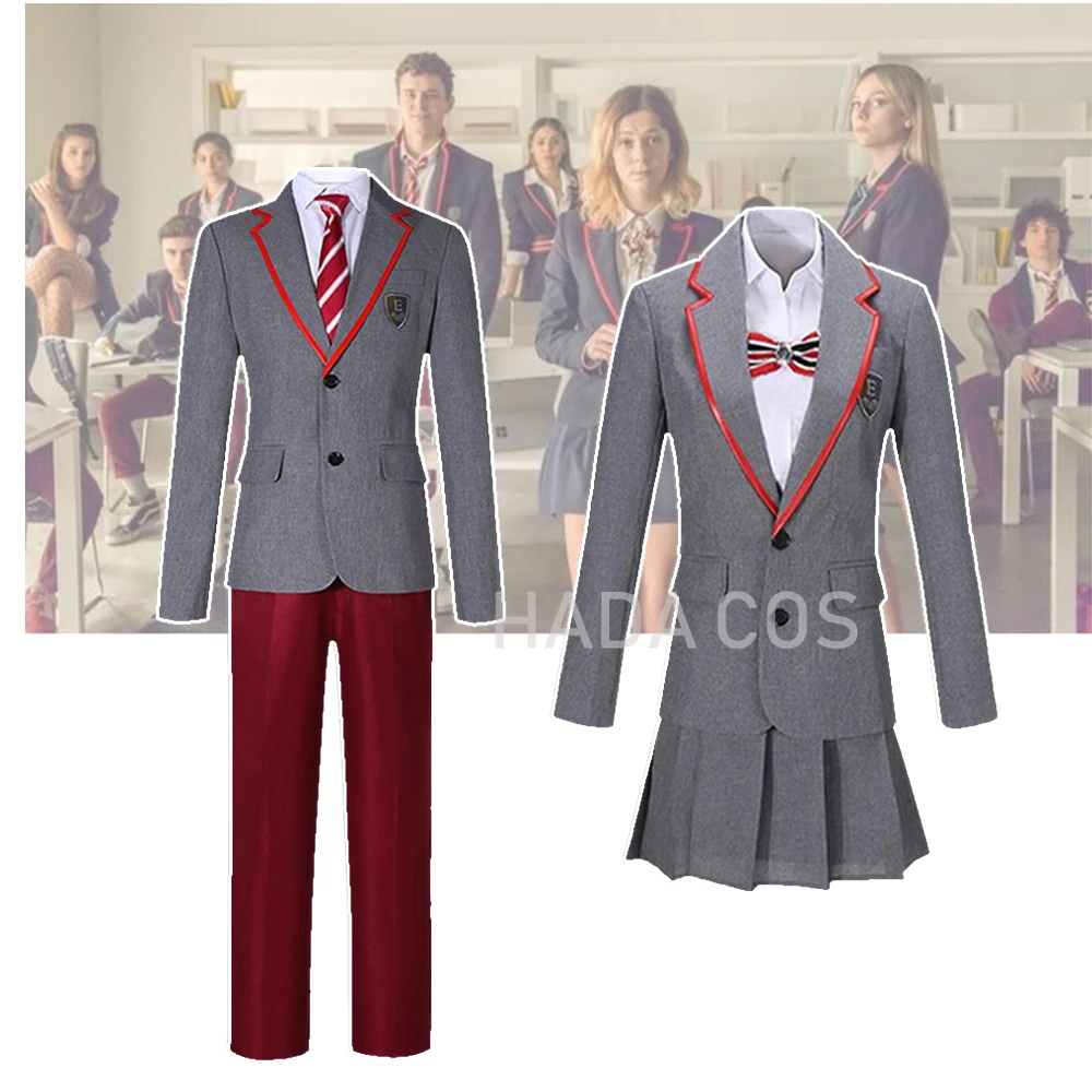 Elite-School-Uniform-Costume-Man-Women-Suit-Shirt-Skirt-Pleated-JK ...