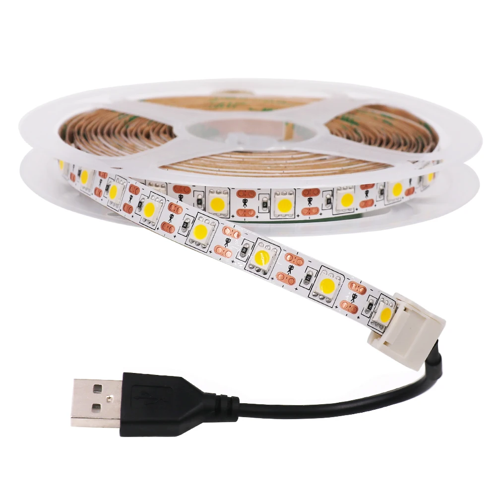 Fita de luz de led usb flexível, 5v, 5050 smd 60led/m, decoração da ...