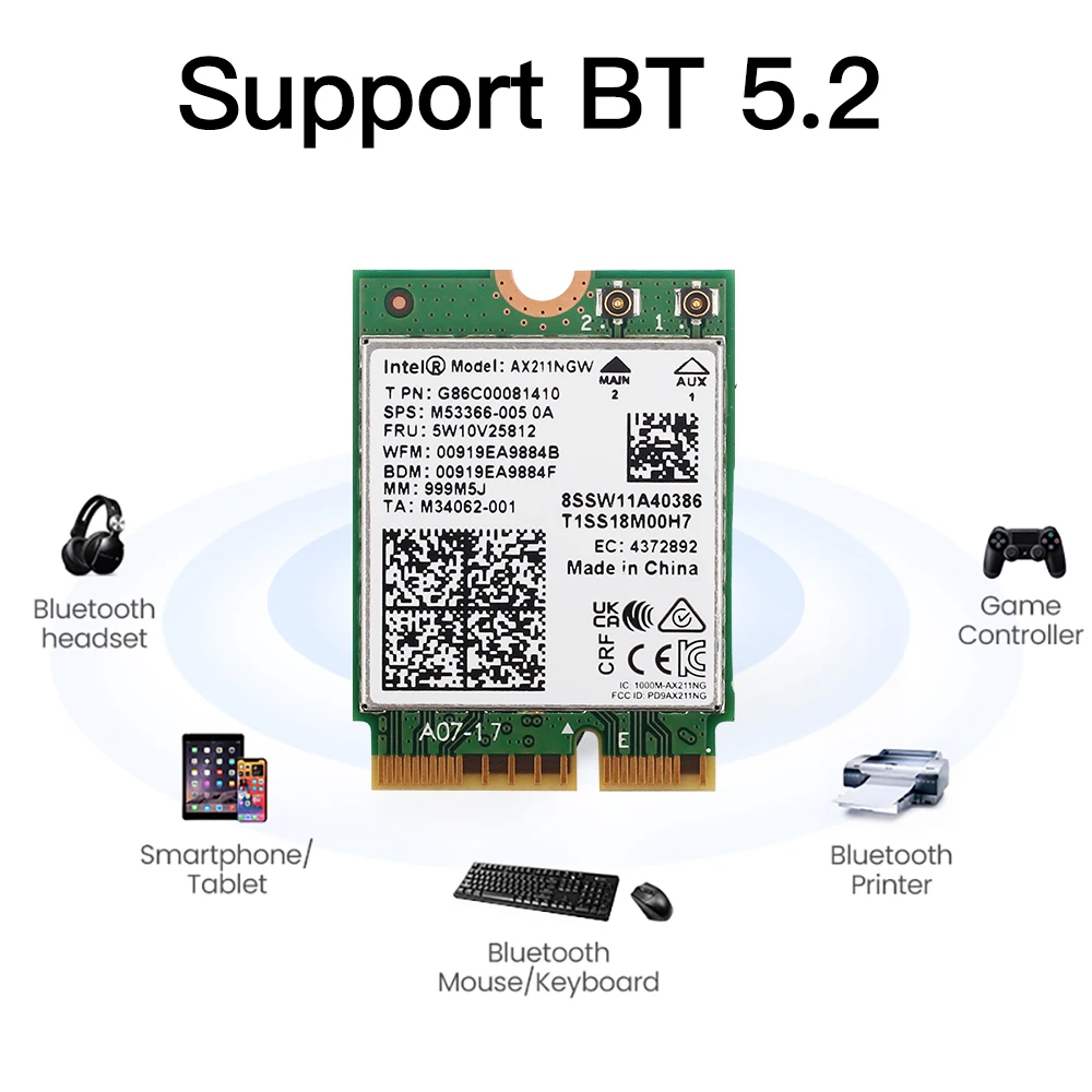 Wi Fi 6e การ์ด Wifi Intel Ax211 M 2 Cnvio2บลูทูธ5 2สามย่านความถี่