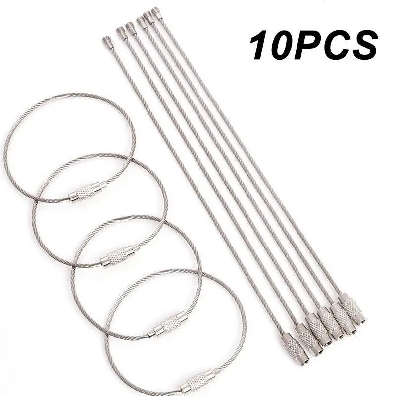 10Pcs-lot-Stainless-Steel-Wire-Keychain-Cable-Rope-Key-Holder-Keyring ...