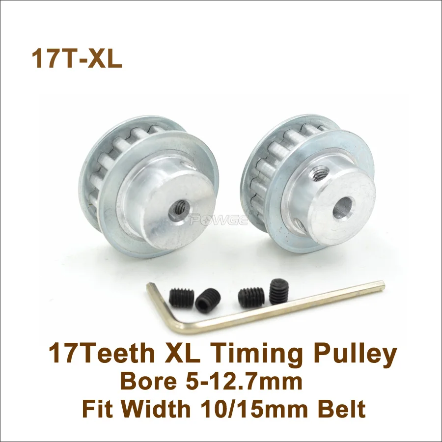 Powge 17 Teeth Xl Synchronous Pulley Bore 5-12.7mm Fit W=10/15mm Xl ...