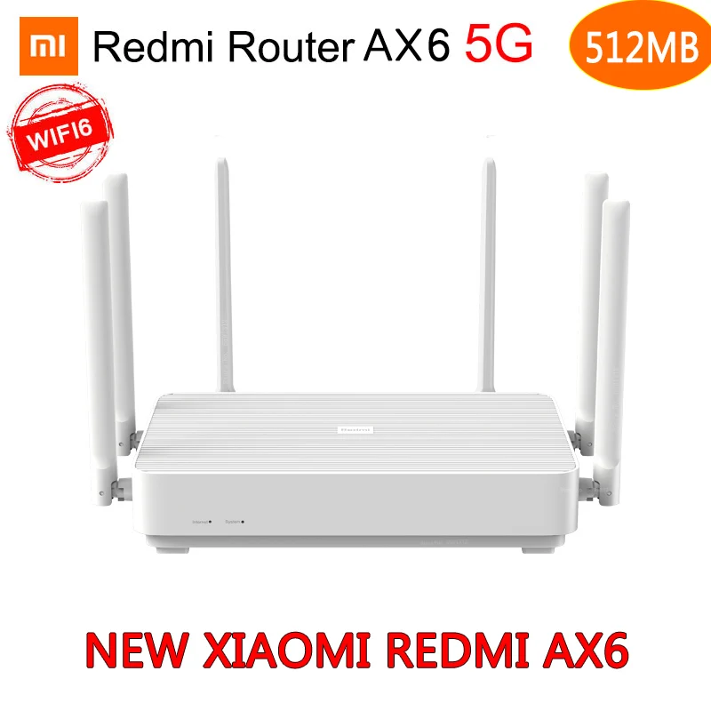 Xiaomi Redmi Ax6 Router Gigabit 2.4g 5.0ghz Dual-band 2402mbps Wireless Router Wifi6 With 6 High ...