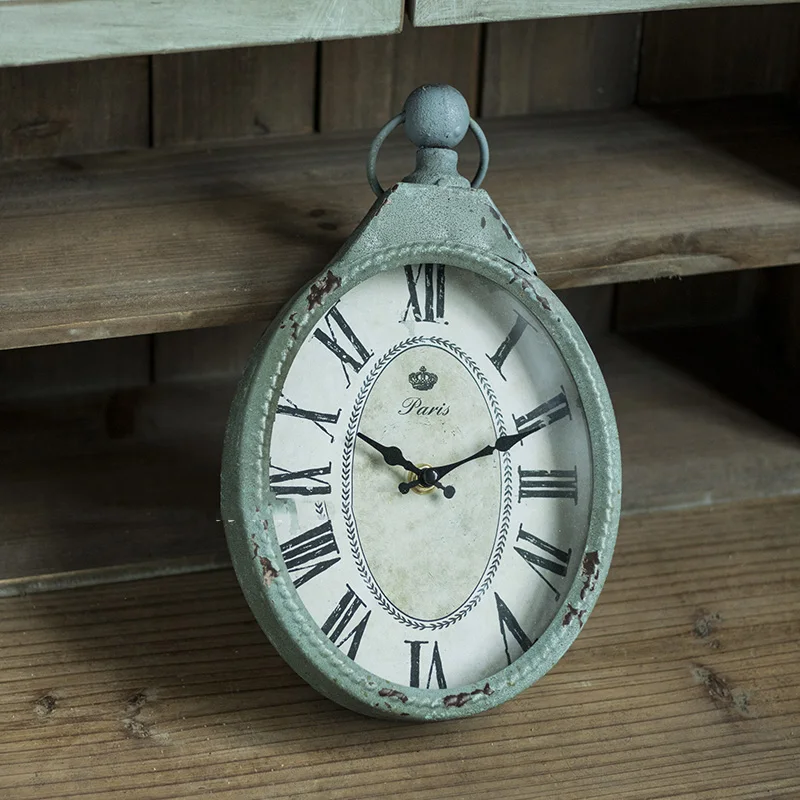 Horloge murale ovale en métal | Verte rustique vintage | AliExpress