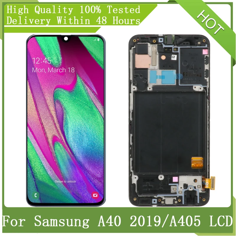 5-9-SUPER-AMOLED-LCD-For-SAMSUNG-A40-2019-A405-A405F-With-Frame-LCD ...