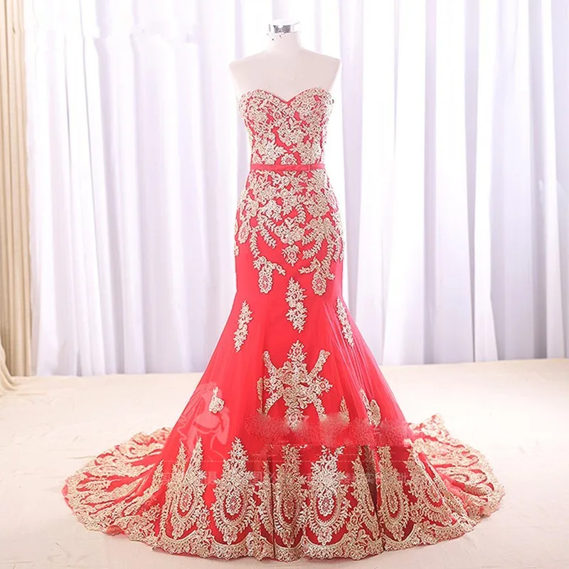 Robe-de-soir-e-sir-ne-rouge-en-dentelle-dor-e-livraison-rapide-en-stock ...