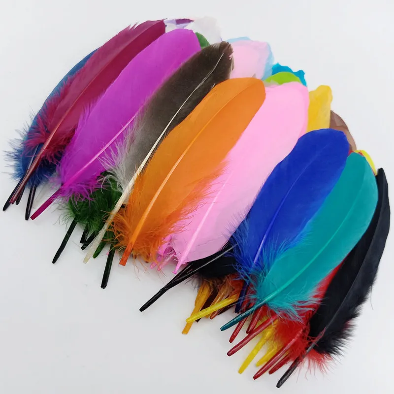 20 100PCS Hard Stick Colourful Goose Feathers Wedding Dress Crafts ...