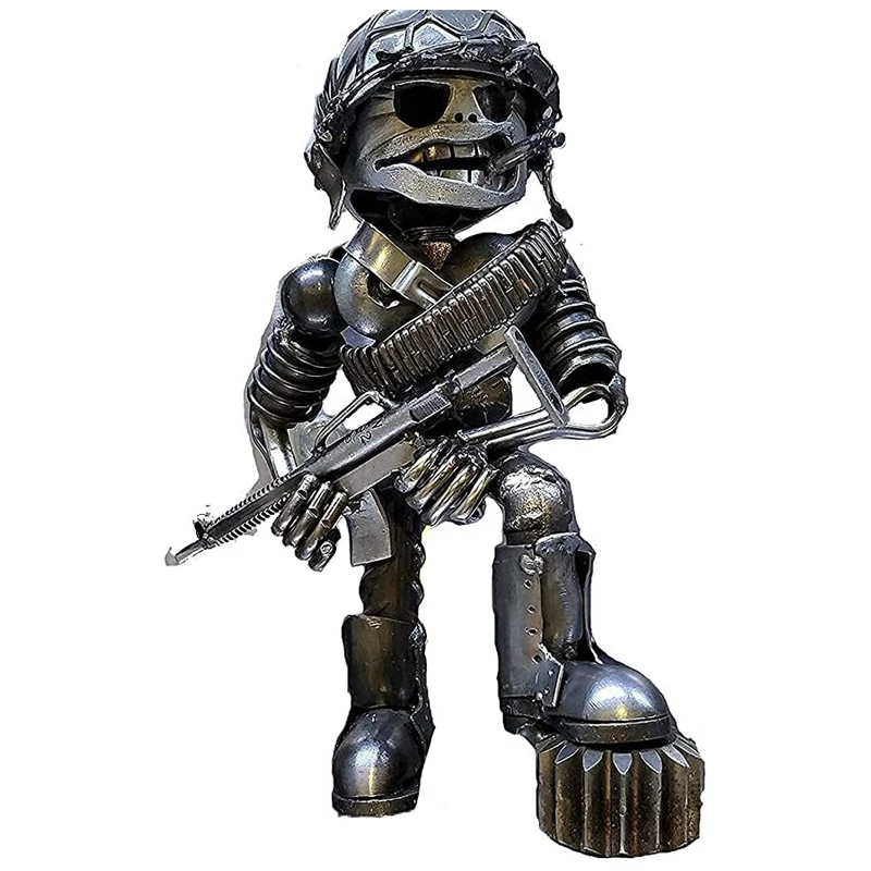 Scrap Metal Standing Soldier Sculpture Handmade Piston Man Cool Machine ...