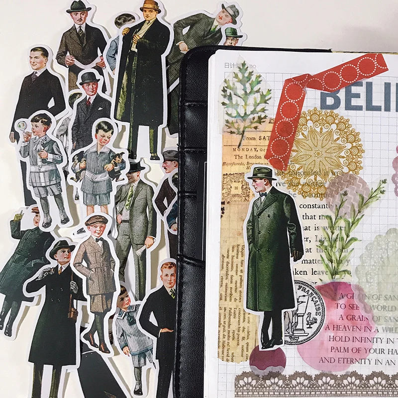 Vintage-Man-Boy-Character-Sticker-DIY-Junk-Journal-Craft-Diary-Planner ...
